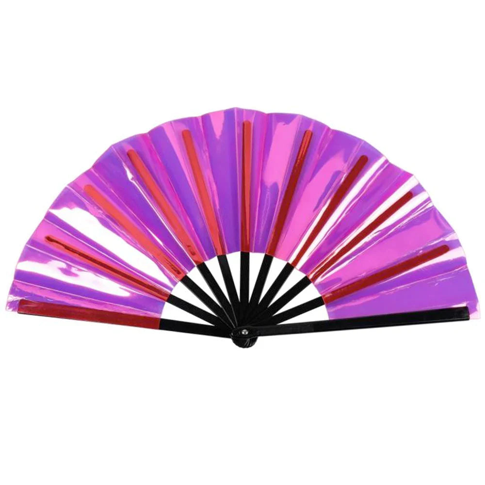 Iridescent Giant Hand Fan With Black Bamboo Handle – Esoteric London